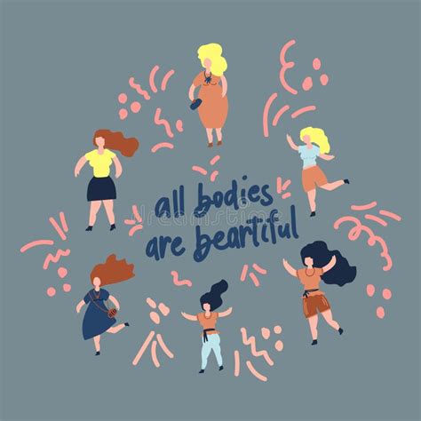 The Concept Of Body Positivity All Bodies Are Good Bodies Vector Illustration A Group Of Plus