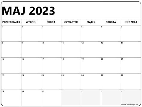 Kalendarz Maj 2023 Pdf Image To U