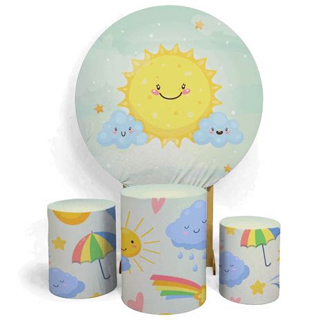 Kit Painel Redondo Sublimado Solzinho Trio Capa De Cilindro Shopee