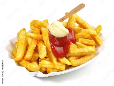 Pommes Frites Mit Ketchup Und Mayonnaise Stock Foto Adobe Stock