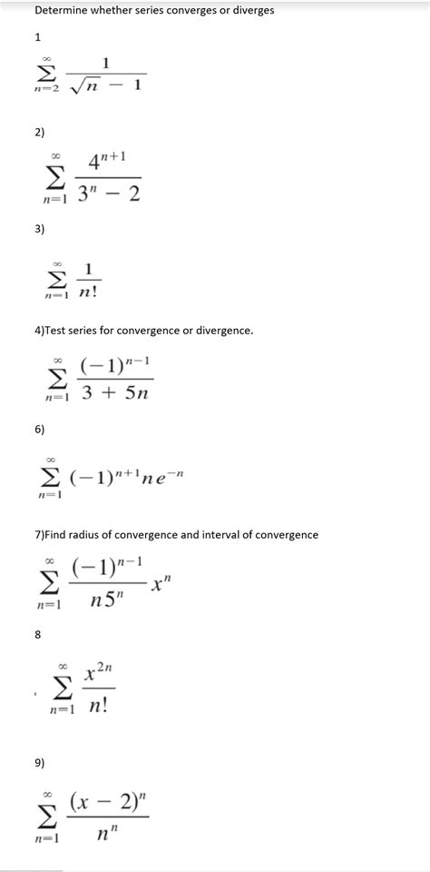 solved determine whether series converges or diverges 1 1 Σ