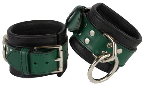 Wrist Cuffs Green Genuine Leather Handcuffs Bdsm Gear Etsy