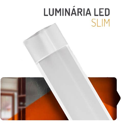 Luminaria Linear Led Sobrepor Cm Slim W K Calha