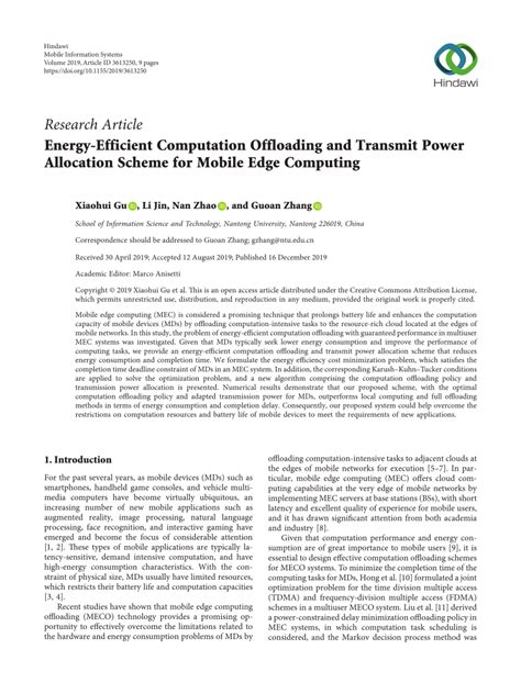 pdf energy efficient computation offloading and transmit power allocation scheme for mobile
