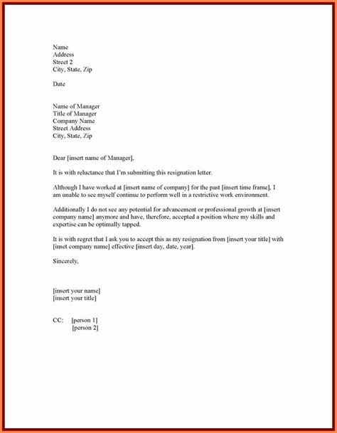 Sample Simple Resignation Letter Collection Letter Template Collection