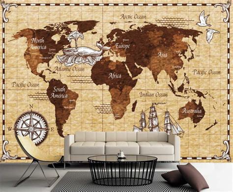 Adesivo Parede Painel Vintage Mapa Mundi Antigo Vinilico Elo7