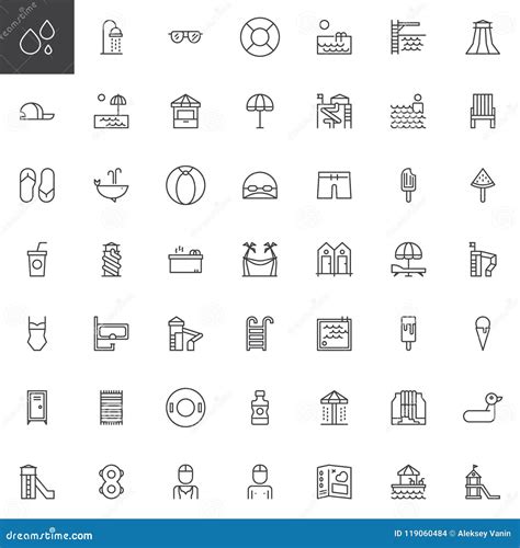 Iconos Del Esquema Del Parque Del Agua Fijados Ilustración del Vector