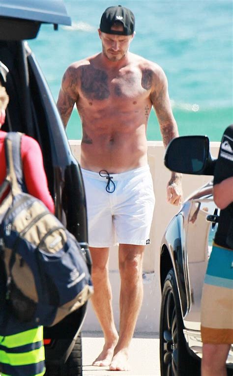 Shirtless David Beckham Flaunts Rock Hard Abs On The Beachsee The Hot