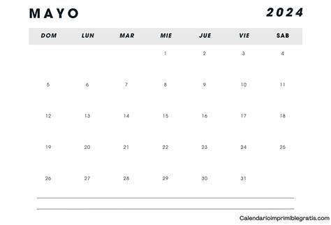Plantillas De Calendario En Blanco De Mayo De 2024