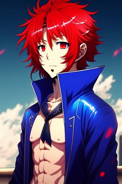 Lexica A Red Hair Anime Guy Kiss Blue Long Hair Anime Man Blue Hair