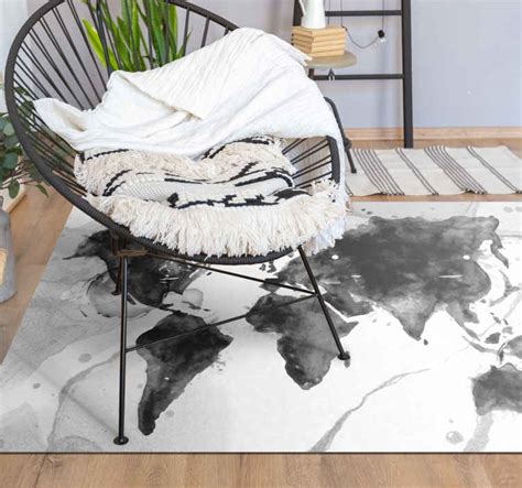 Tapete De Mapa De Vinil Aquarela Preto TenStickers
