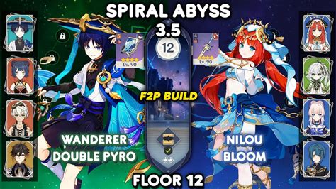 C0 Wanderer Double Pyro C0 Nilou Bloom F2P Spiral Abyss 3 5 Floor
