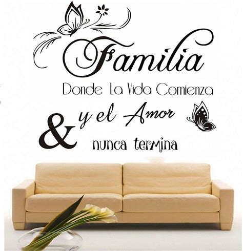 Palabras Calcomanía Cita Español Diciendo familia donde la vida