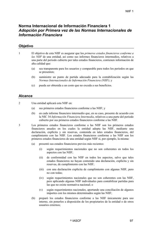 Adopción por Primera vez de las Normas Internacionales de