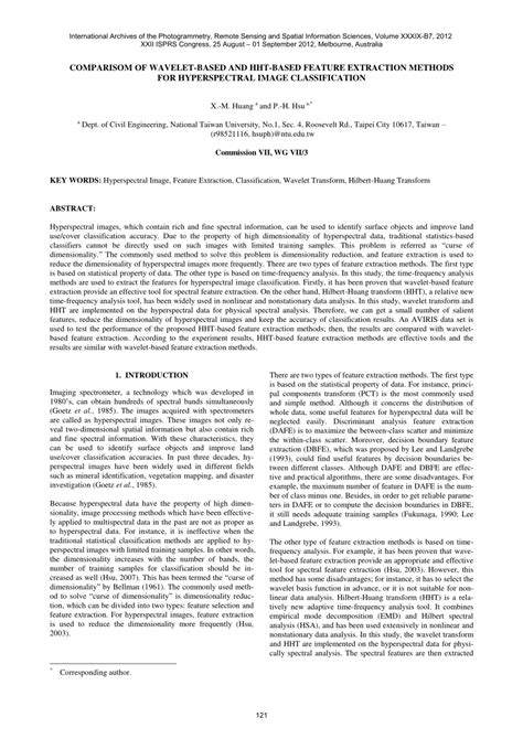 pdf comparisom of wavelet based and hht based feature extraction methods for hyperspectral