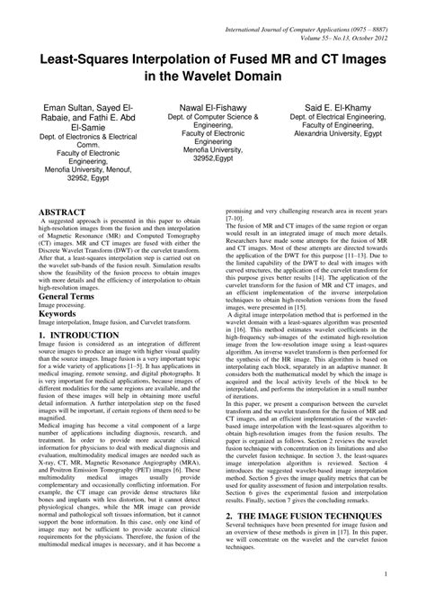 pdf least squares interpolation of fused mr and ct images in the wavelet domain