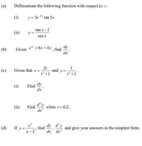 solved differentiate the following function with respect