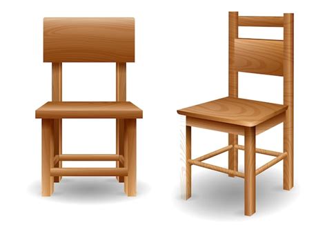 Conjunto de muebles de silla de madera detallada ilustración 3d aislada