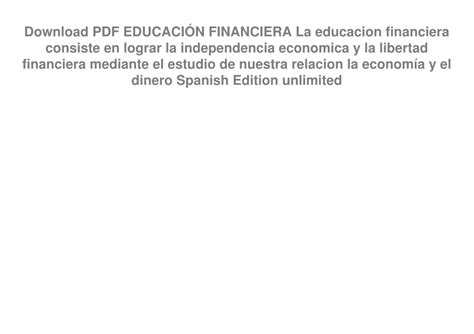 PPT Download PDF EDUCACIÓN FINANCIERA La educacion financiera