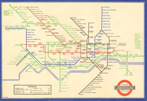 LONDON UNDERGROUND Tube Map Plan Diagram Middle Circle HARRY BECK 1 1938