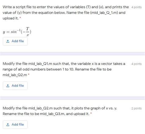 Solved Write A Script File To Enter The Values Of Variables Chegg