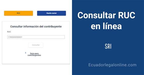 Consulta RUC por nombre o cédula SRI en línea EcuadorLegalOnline