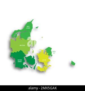Dinamarca Mapa político de las divisiones administrativas regiones
