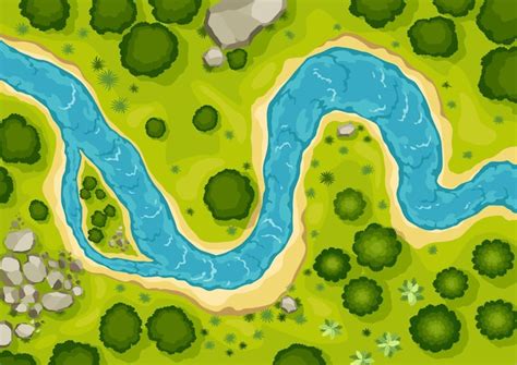 Ansicht von oben Flusslandschaft Schönes Sommertal landschaftlich