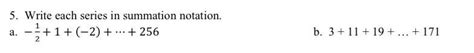 [answered] 5 write each series in summation notation 1 2 math others
