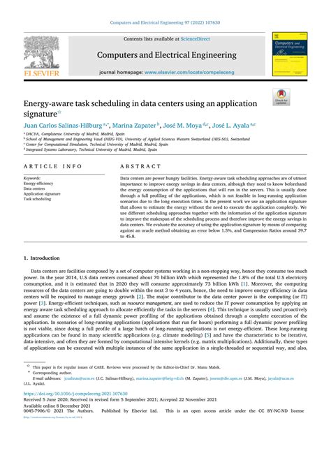 pdf energy aware task scheduling in data centers using an application signature