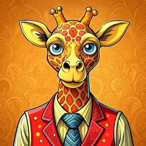 Una Jirafa Con Una Corbata Y Una Chaqueta Que Dice Jirafa Vector Premium