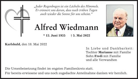 Traueranzeigen Von Alfred Wiedmann Augsburger Allgemeine Zeitung
