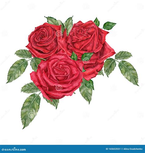 Dibujo Cosmético De Color Rojo Del Ramo De Rosas Rojas Imagen de