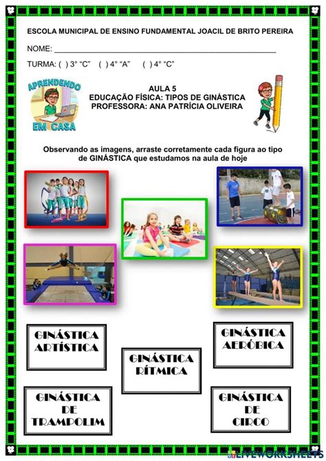 Atividade Aula Gin Stica Prof Patr Cia Oliveira Worksheet