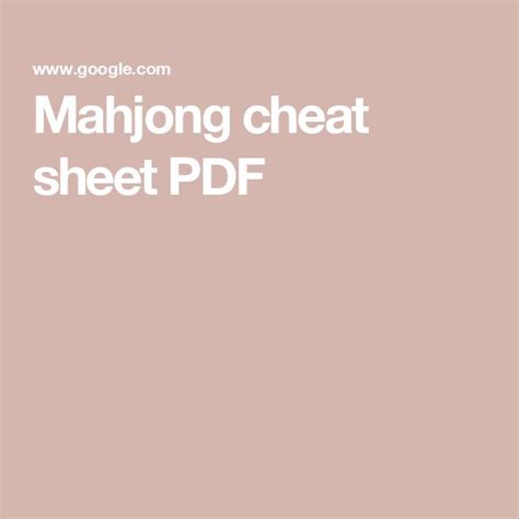 Mahjong Cheat Sheet Pdf In Mahjong Cheating Cheat Sheets