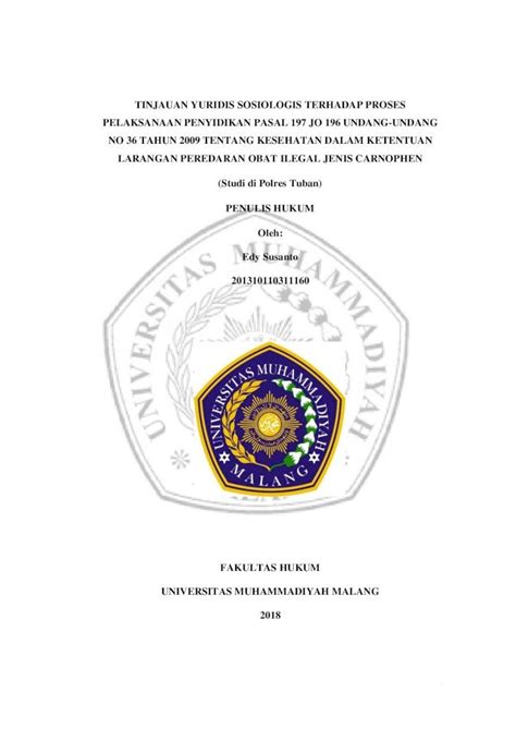 PDF TINJAUAN YURIDIS SOSIOLOGIS TERHADAP PROSES Eprints Umm Ac Id
