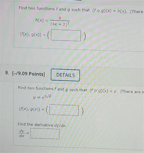 Solved Find Two Functions F And G Such That Fg X H X Chegg