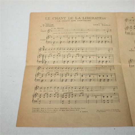 Partition Le Chant Des Partisans Chris Militaria