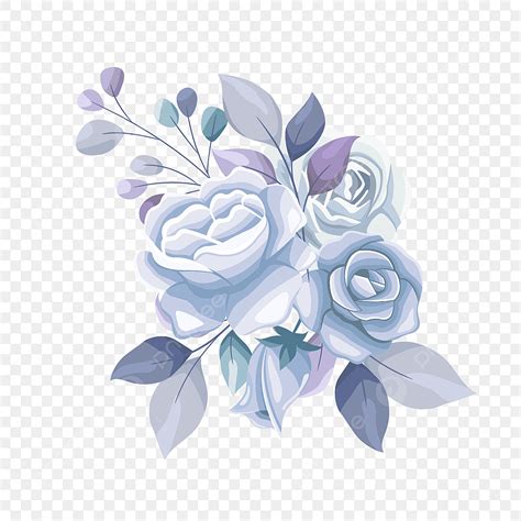 Aquarela De Buquê Elemento De Cor Azul PNG Flor Casamento