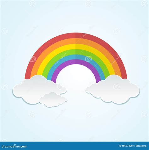 Arco íris E Nuvens No Vetor Liso Do Estilo Ilustração do Vetor