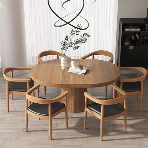 Japandi 39 55 Extendable Dining Table 6 Seater Walnut Oval Round
