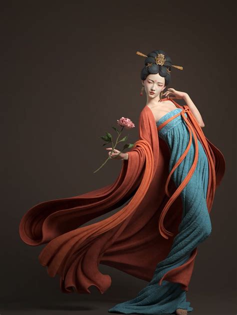 丽人行 Qi Sheng Luo Woman drawing Art nouveau illustration Buddha art