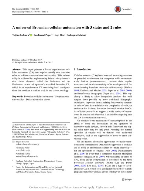 a universal brownian cellular automaton with 3 states and 2 rules request pdf
