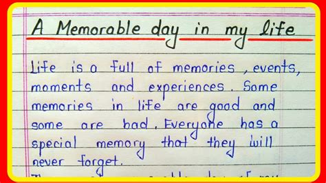A Memorable Day In My Life Essay In English Writing YouTube