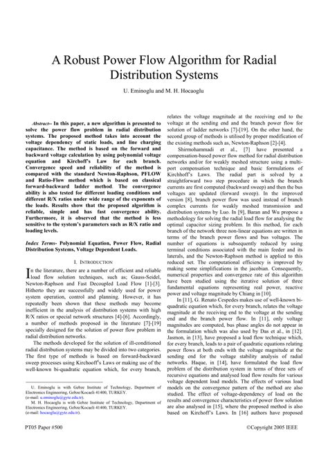 pdf a robust power flow algorithm for radial distribution systems