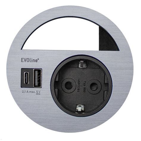 Schreibtisch Einbausteckdose USB Charger A C EVOline Circle80