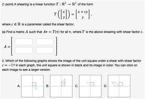 solved r2 of the form 1 point a shearing is a linear