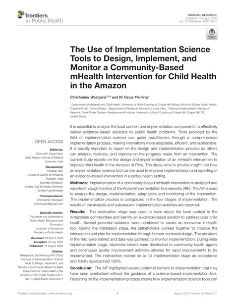 pdf the use of implementation science tools to design implement and monitor a community
