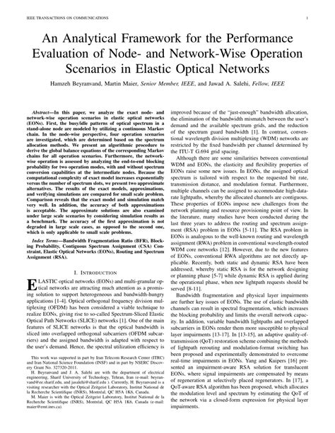 pdf an analytical framework for the performance evaluation of node and network wise operation