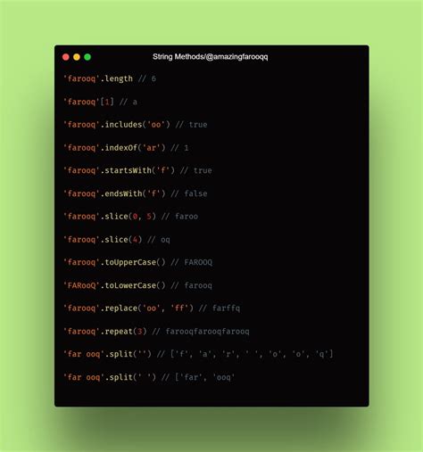 farooq dad 💚 javascript string methods cheatsheet 💚